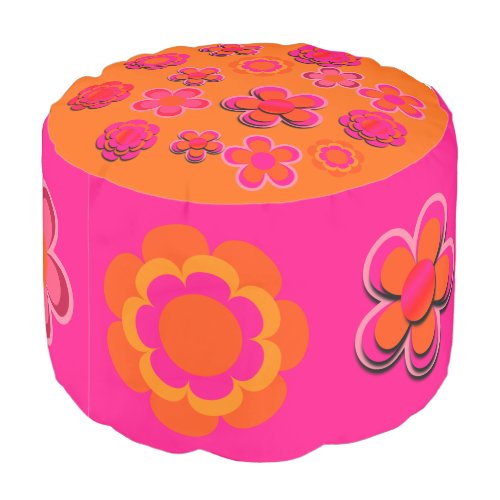 Hot Pink and Orange Floral Poufs purchased! - Khoncepts Hot Pink and Orange Floral Poufs purchased! - Khoncepts